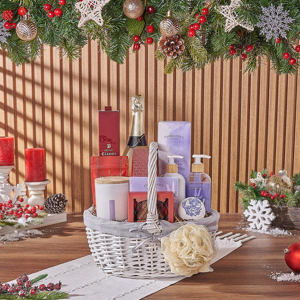 Festive Bubbly & Spa Gift Basket – Christmas gift baskets – New Jersey ...